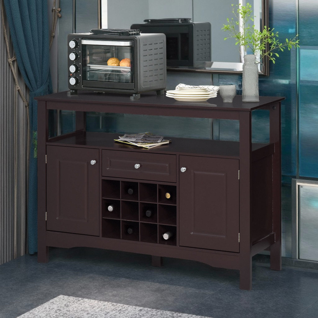Winston Porter 46" Espresso Coffee & Wine Bar Cabinet – Dual-Purpose Entertaining Hub | Wayfair
